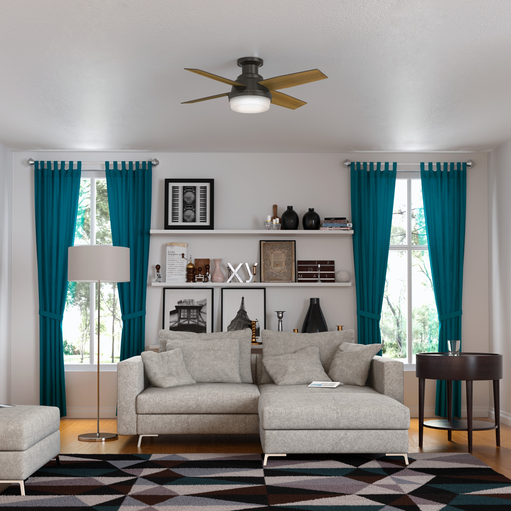 Hunter Dempsey 44 In Led Fresh White Ceiling Fan | Shelly Lighting
